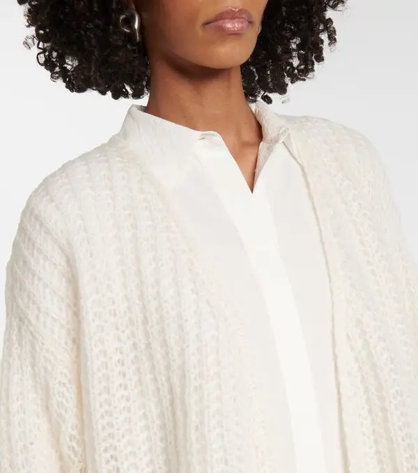 TOTEME Open-front Mohair-blend Cardigan - White