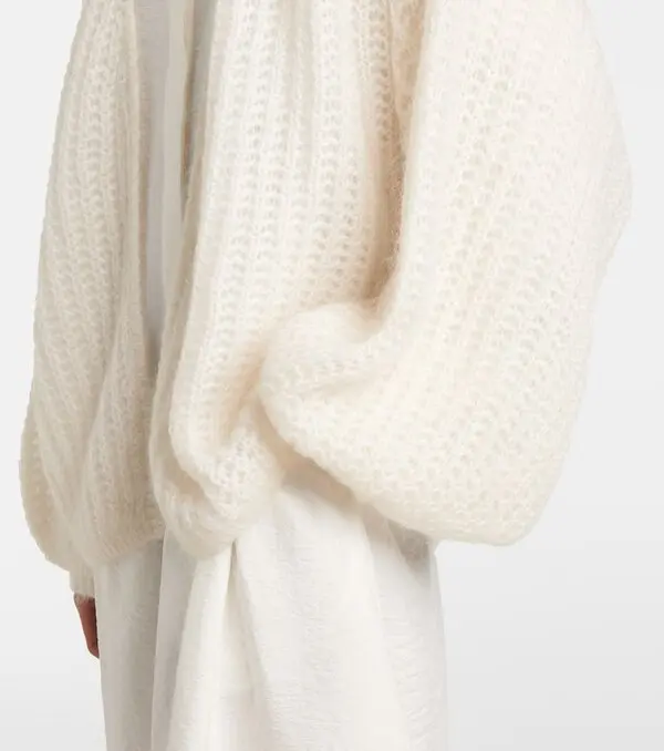 TOTEME Open-front Mohair-blend Cardigan - White