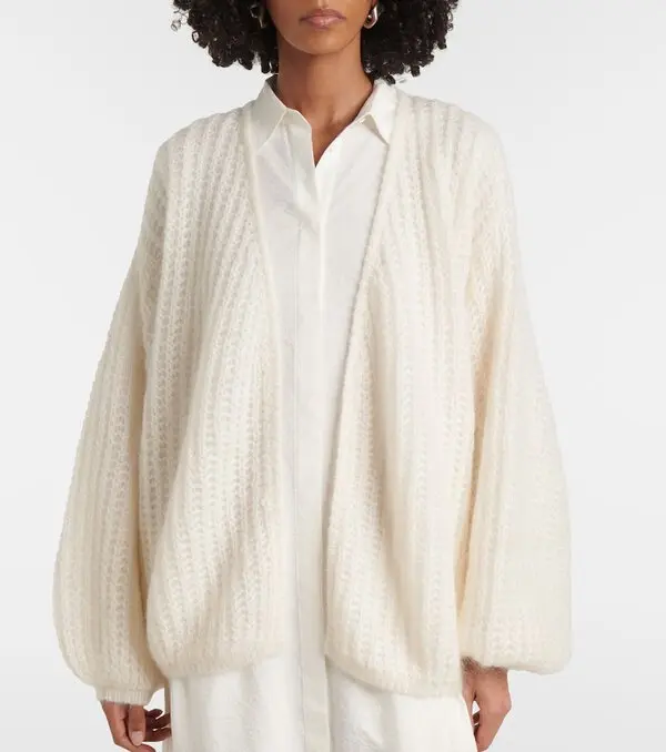 TOTEME Open-front Mohair-blend Cardigan - White