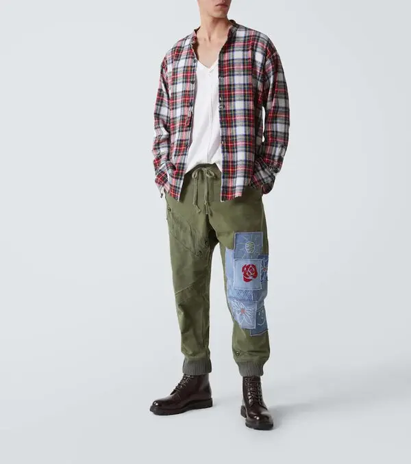 GREG LAUREN Patchwork Cotton Sweatpants