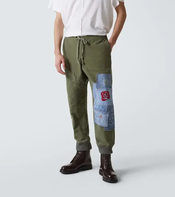 GREG LAUREN Patchwork Cotton Sweatpants