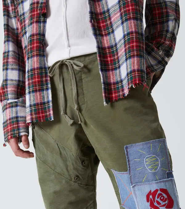 GREG LAUREN Patchwork Cotton Sweatpants