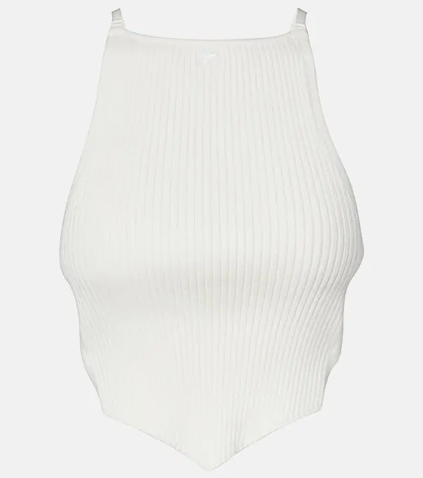 COURREGES Courrèges Ribbed-knit Cutout Tank Top - White