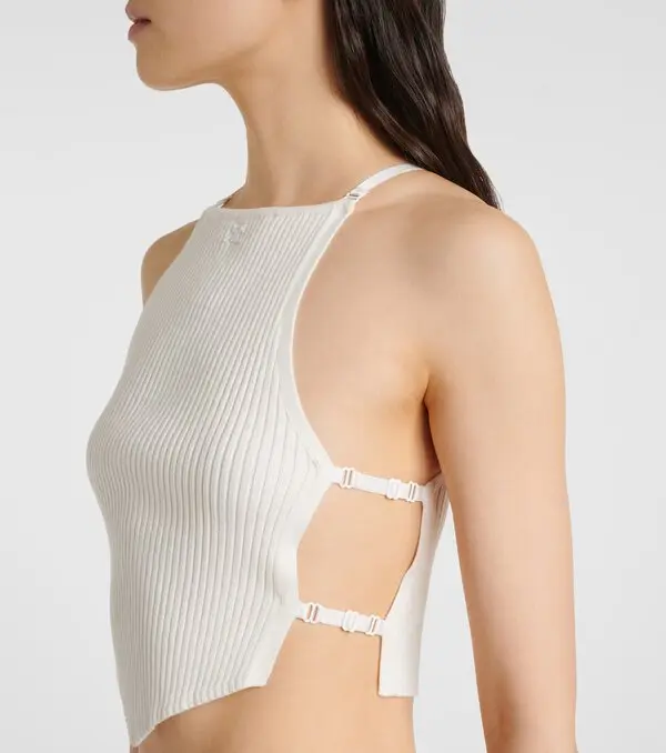 COURREGES Courrèges Ribbed-knit Cutout Tank Top - White