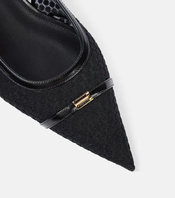 Victoria Beckham Leather-trimmed Mesh Slingback Flats