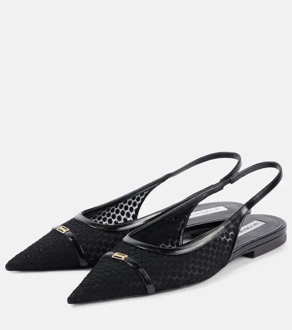 Victoria Beckham Leather-trimmed Mesh Slingback Flats