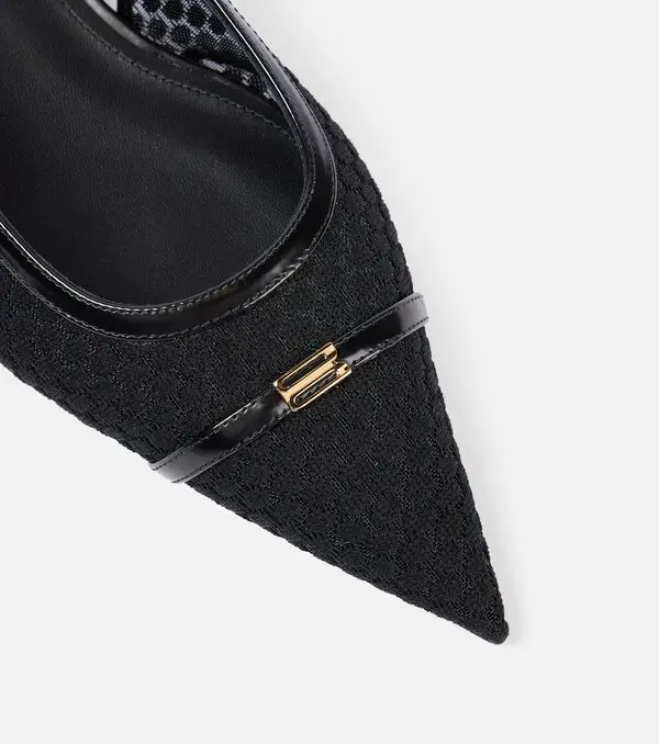 Victoria Beckham Leather-trimmed Mesh Slingback Flats