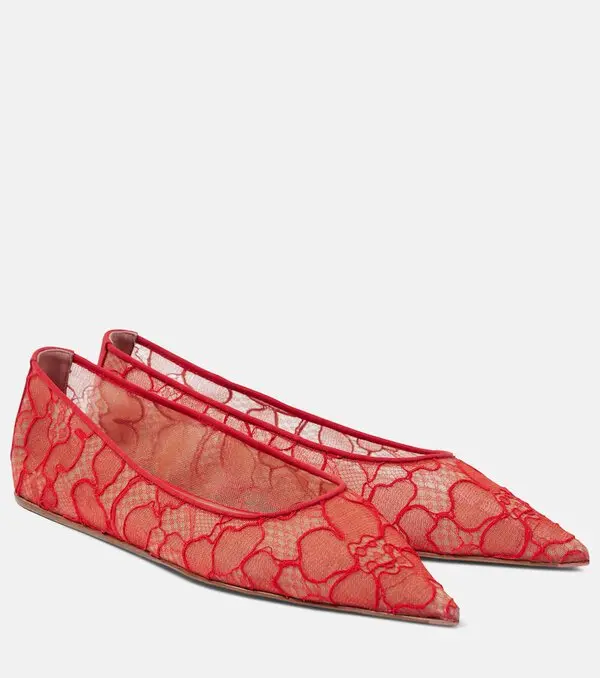 Amina Muaddi Barbara Lace Ballerinas
