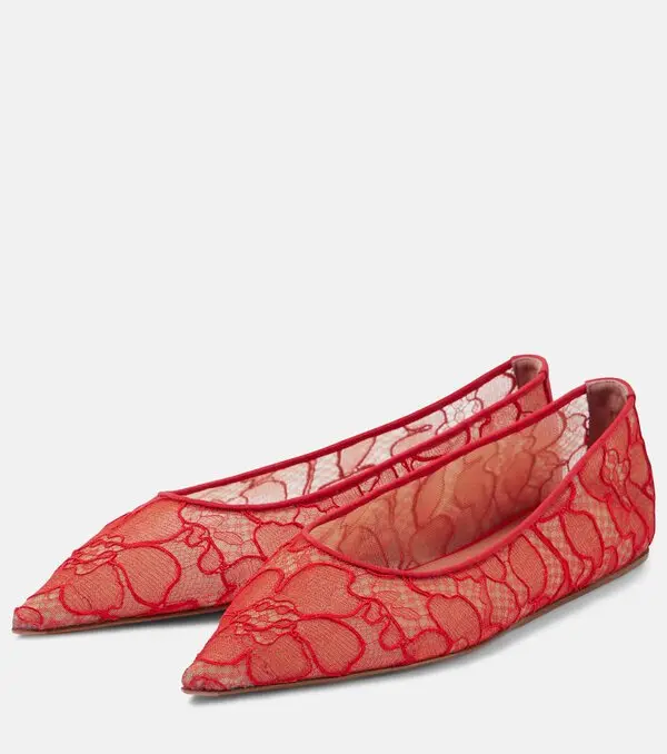 Amina Muaddi Barbara Lace Ballerinas