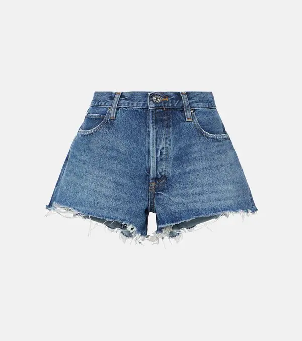 FRAME The Hang Mid-rise Denim Shorts - Blue