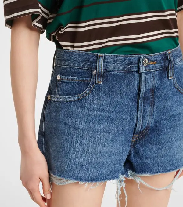 FRAME The Hang Mid-rise Denim Shorts - Blue