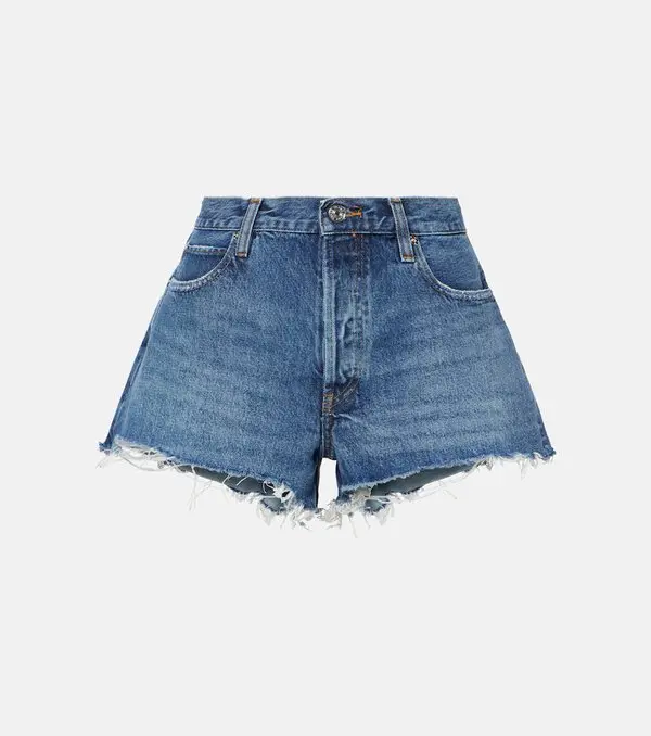 FRAME The Hang Mid-rise Denim Shorts - Blue
