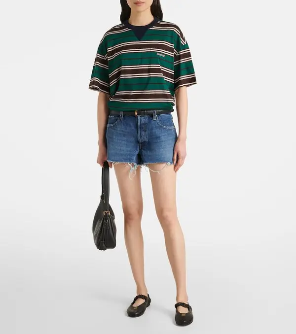 FRAME The Hang Mid-rise Denim Shorts - Blue