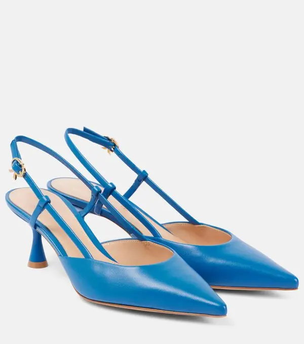 GIANVITO ROSSI Ascent 55 Leather Slingback Pumps - Blue