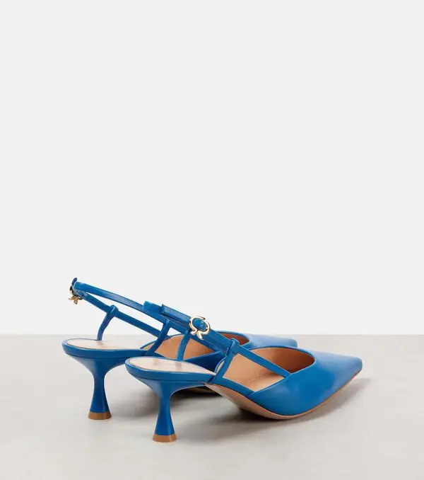 GIANVITO ROSSI Ascent 55 Leather Slingback Pumps - Blue