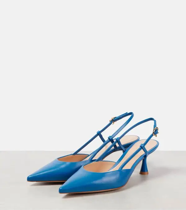 GIANVITO ROSSI Ascent 55 Leather Slingback Pumps - Blue