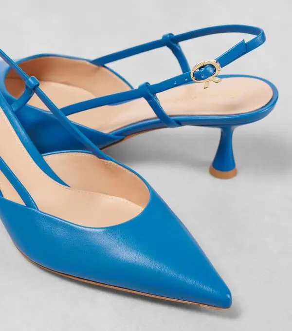 GIANVITO ROSSI Ascent 55 Leather Slingback Pumps - Blue