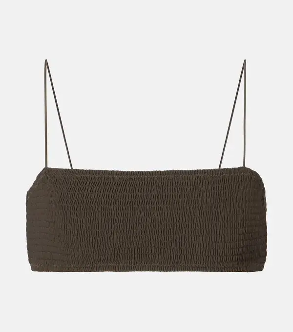TOTEME Shirred Bikini Top - Brown