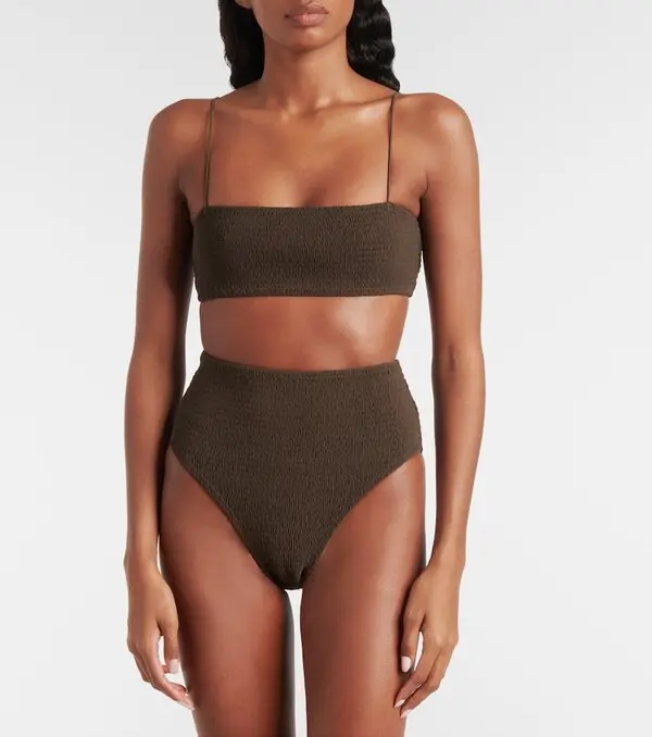 TOTEME Shirred Bikini Top - Brown