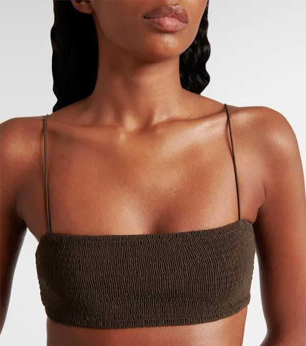 TOTEME Shirred Bikini Top - Brown