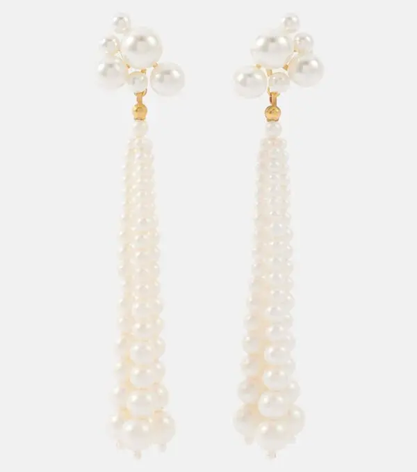 JENNIFER BEHR Charlena Drop Earrings With Pearls - Gold