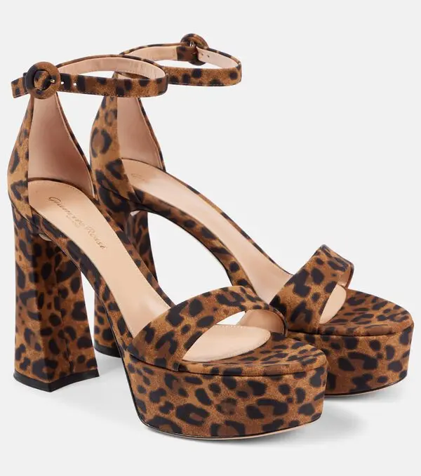 GIANVITO ROSSI Leopard-print Sandals - Brown
