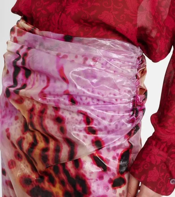 Dries Van Noten Sami Printed Gathered Midi Skirt
