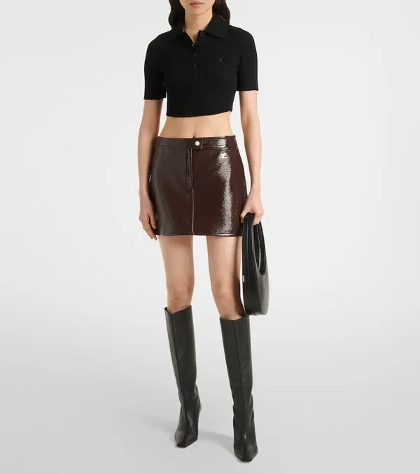 COURREGES Courrèges Ribbed-knit Cropped Polo Shirt