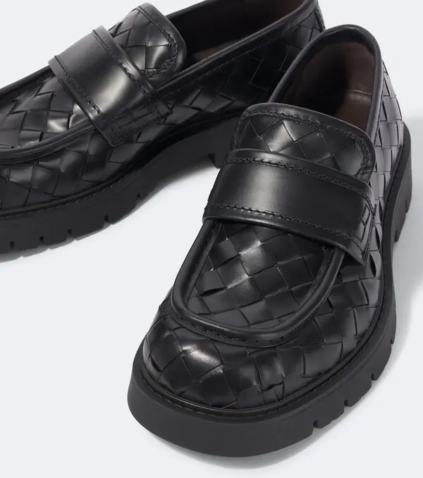 Bottega Veneta Haddock Intrecciato Leather Loafers