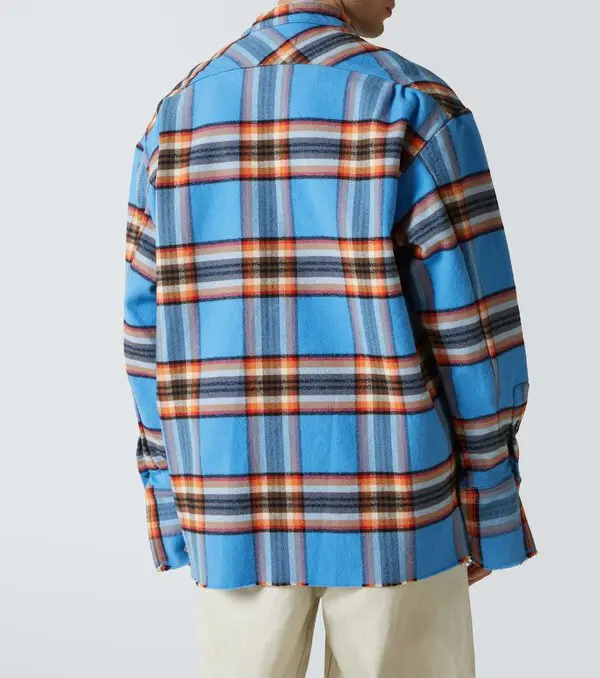 GREG LAUREN Plaid Cotton Shirt - Blue