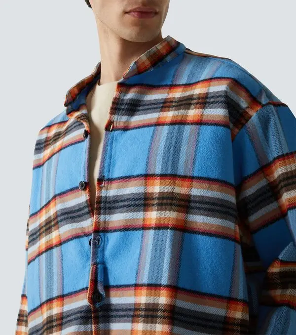 GREG LAUREN Plaid Cotton Shirt - Blue