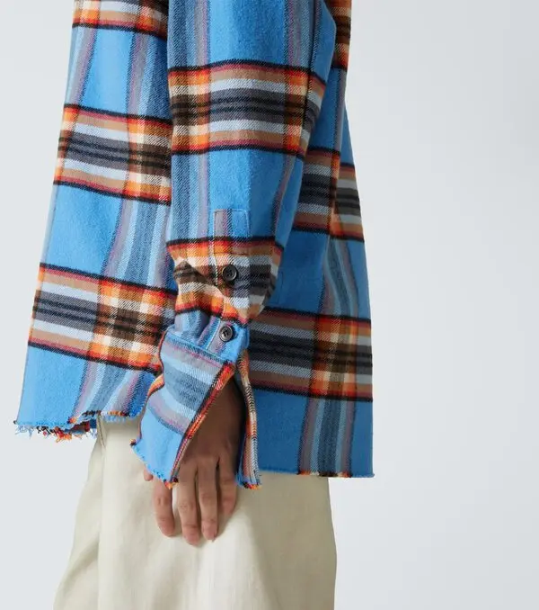 GREG LAUREN Plaid Cotton Shirt - Blue