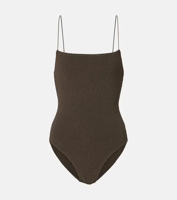 TOTEME Shirred Jersey Swimsuit - Brown