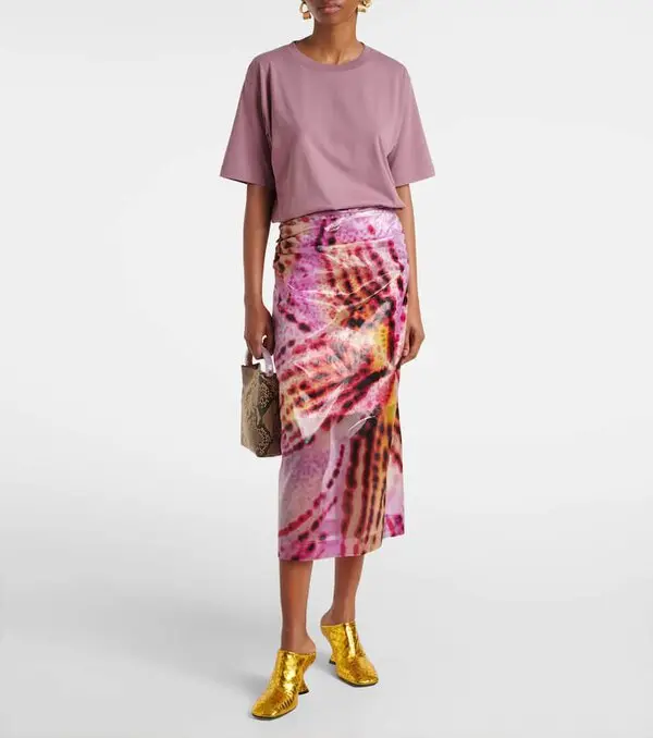 Dries Van Noten Croc-effect Leather Wedge Mules - Gold