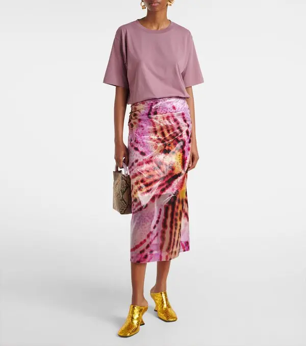 Dries Van Noten Croc-effect Leather Wedge Mules - Gold
