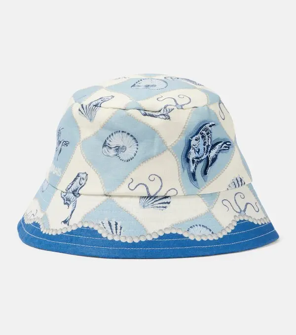 ALEMAIS Pia Linen Bucket Hat - Blue