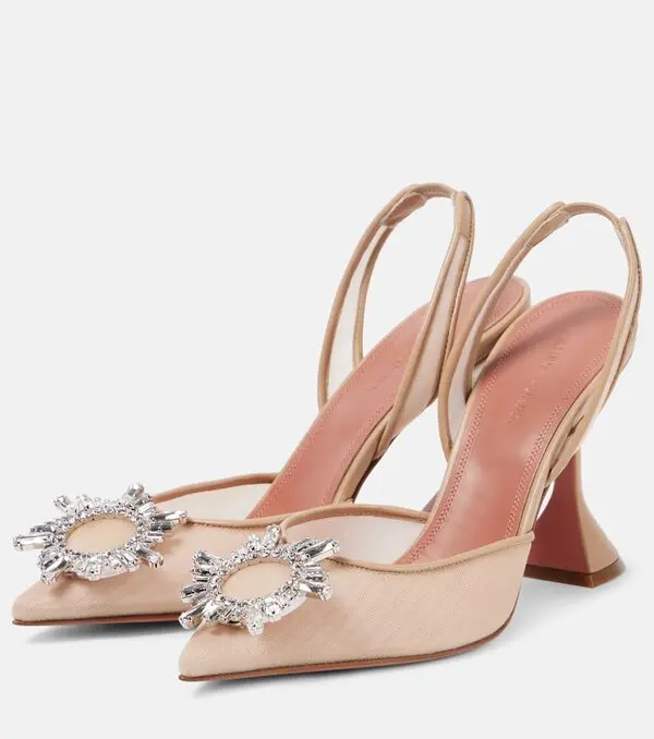 Amina Muaddi Begum 95 Mesh Slingback Pumps