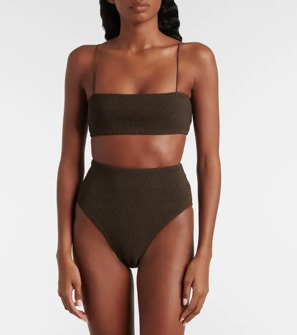 TOTEME Shirred Bikini Bottoms - Brown