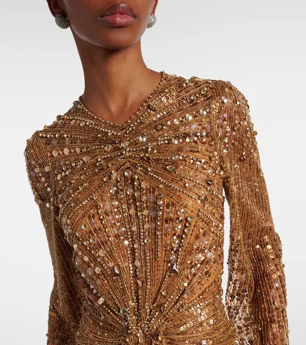 Jenny Packham Anja Embellished Gown - Metallic