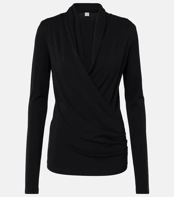 TOTEME Draped Jersey Top - Black