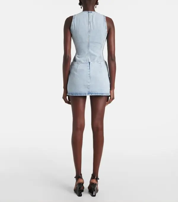 Magda Butrym Floral-appliqué Denim Miniskirt - Blue