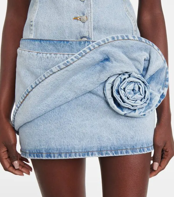 Magda Butrym Floral-appliqué Denim Miniskirt - Blue