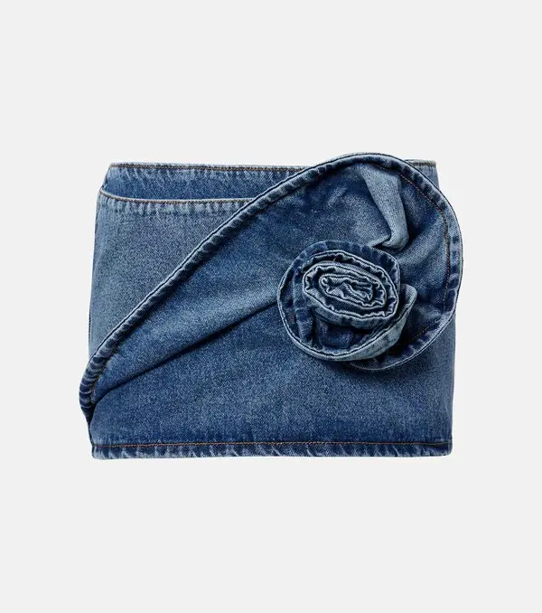Magda Butrym Floral-appliqué Denim Miniskirt - Blue