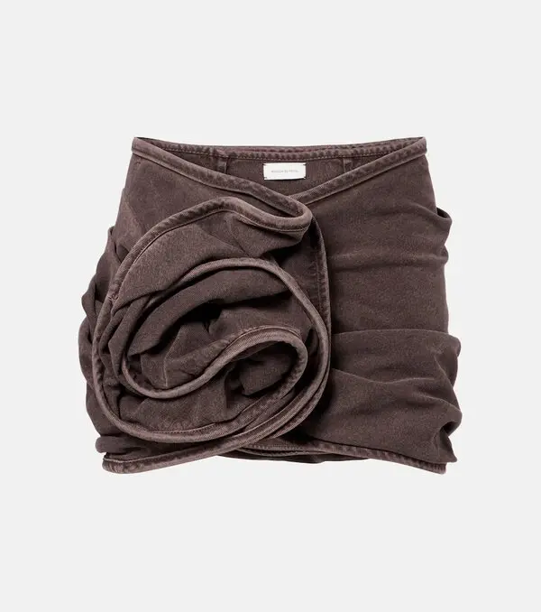 Magda Butrym Floral-appliqué Denim Miniskirt - Brown