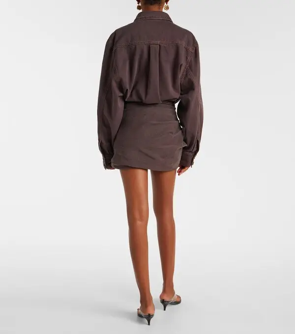 Magda Butrym Floral-appliqué Denim Miniskirt - Brown