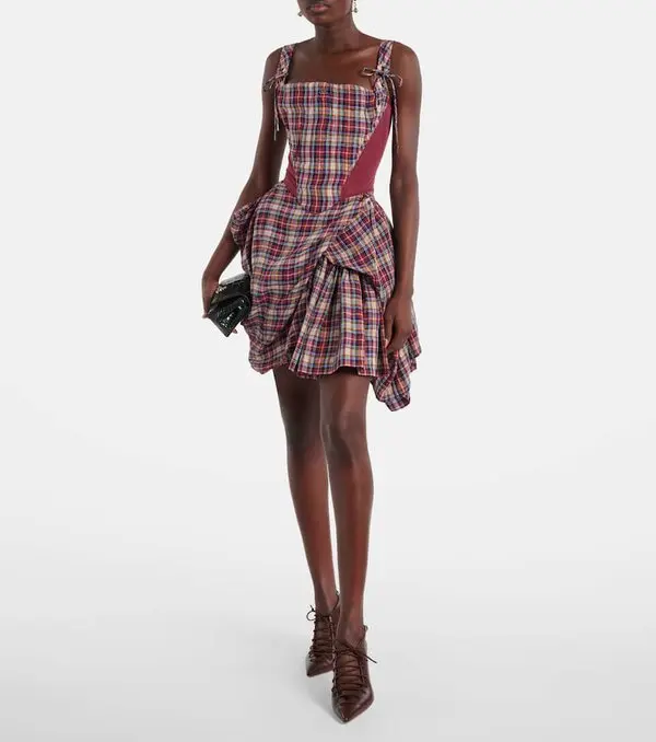 VIVIENNE WESTWOOD Puppy Tartan Linen And Cotton Corset - Multicoloured