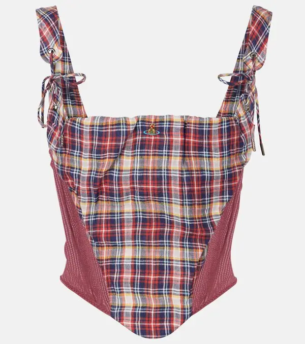 VIVIENNE WESTWOOD Puppy Tartan Linen And Cotton Corset - Multicoloured
