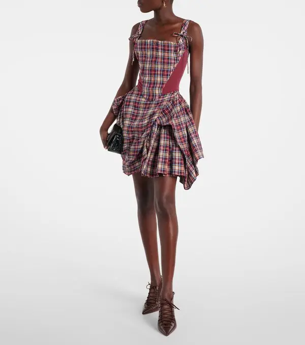 VIVIENNE WESTWOOD Puppy Tartan Linen And Cotton Corset - Multicoloured