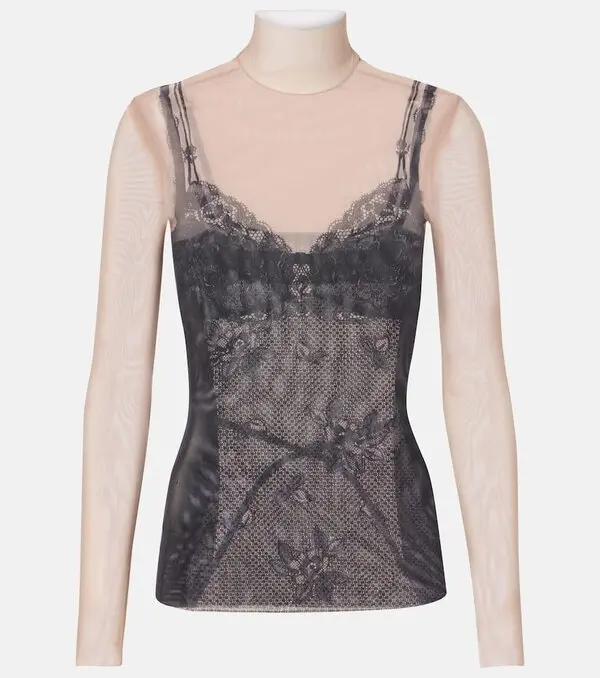 Balenciaga Trompe-l'oeil Lace Top - Black