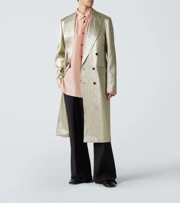 Dries Van Noten Double-breasted Lamé Coat